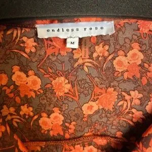 Endless Rose | Tops | Endless Rose Floral Orange Womens Top Satin Long ...